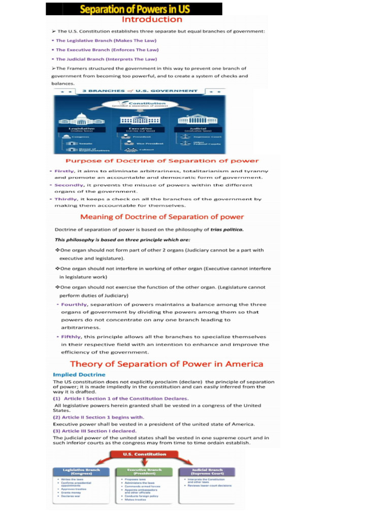 Separation of Power in U.S | PDF