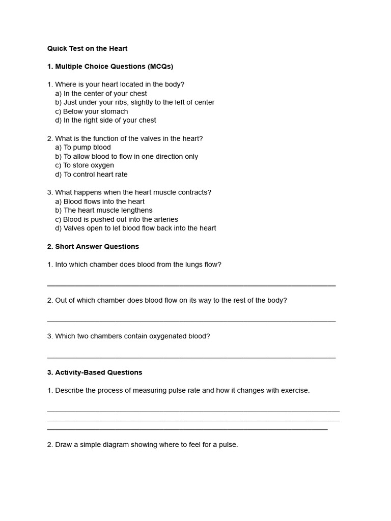 The Heart Test 2 | PDF | Heart | Vein