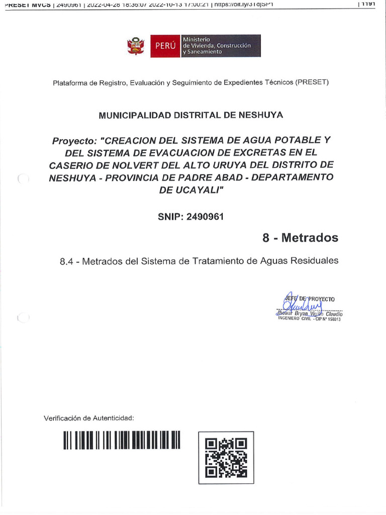 8.4+metrados+del+sistema+de+tratamiento+de+aguas+residuales 20231114 074823 630 | PDF