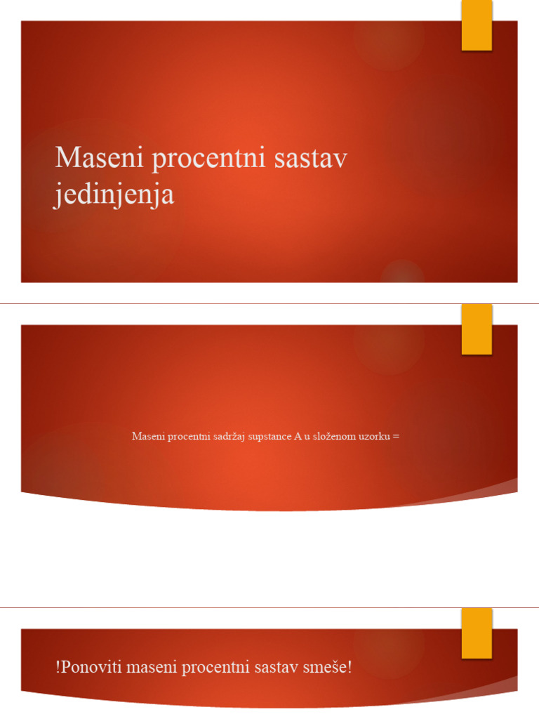 Maseni Procentni Sastav Jedinjenja | PDF