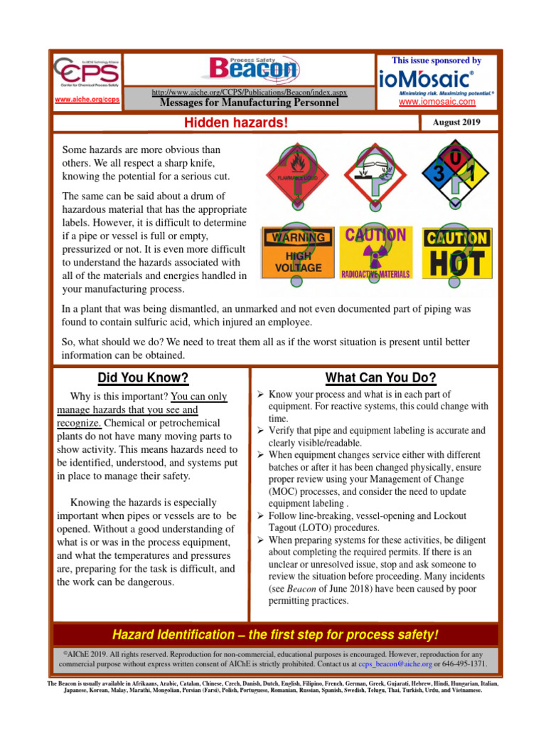 Identifying Hazards in Chemical Plants | PDF | Hazards | Linguistics
