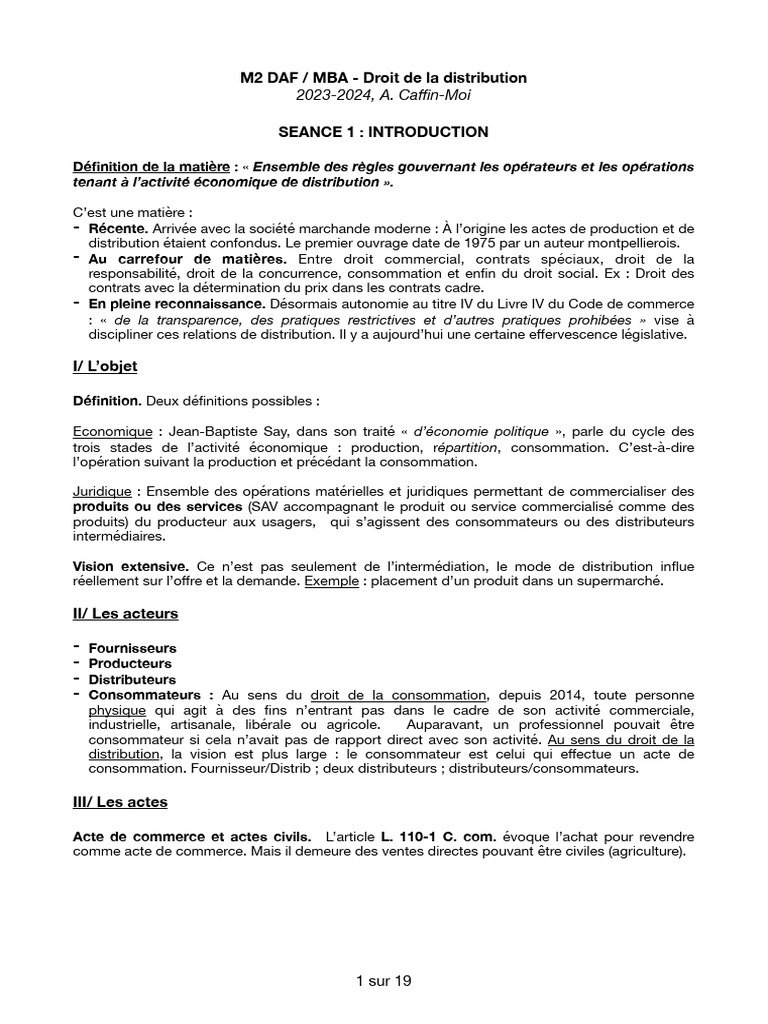 Droit de la distribution : Concepts clés | PDF | Franchise (réseau ...