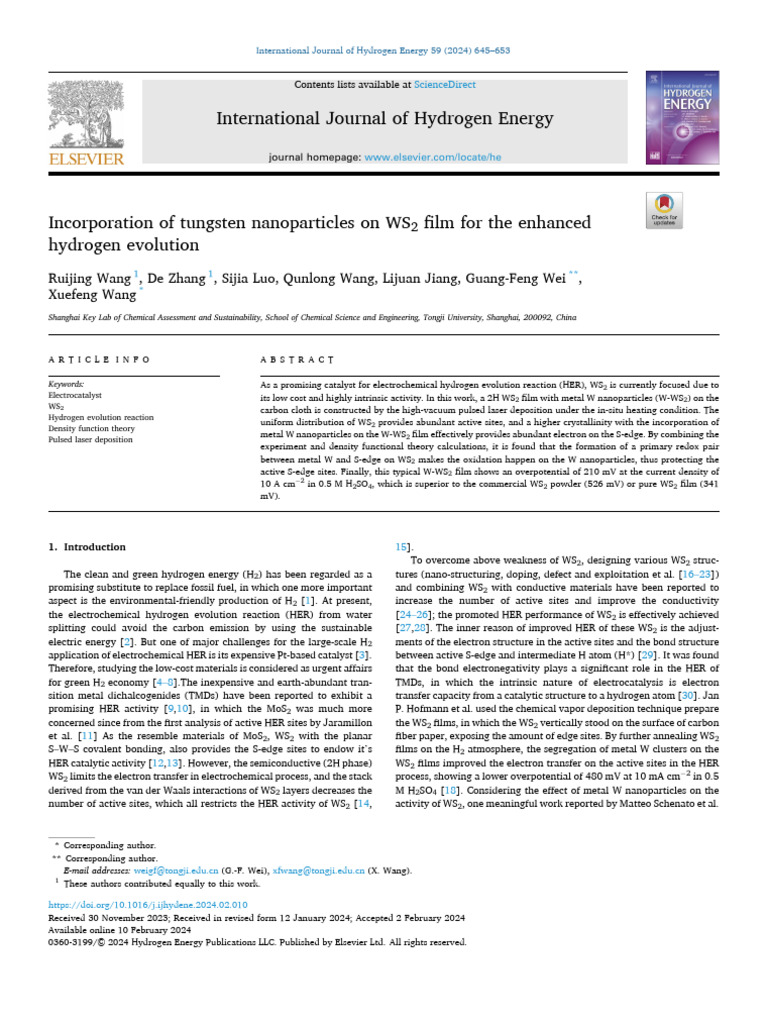 Enhanced HER with W-WS2 Nanoparticles | PDF | Transmission Electron ...