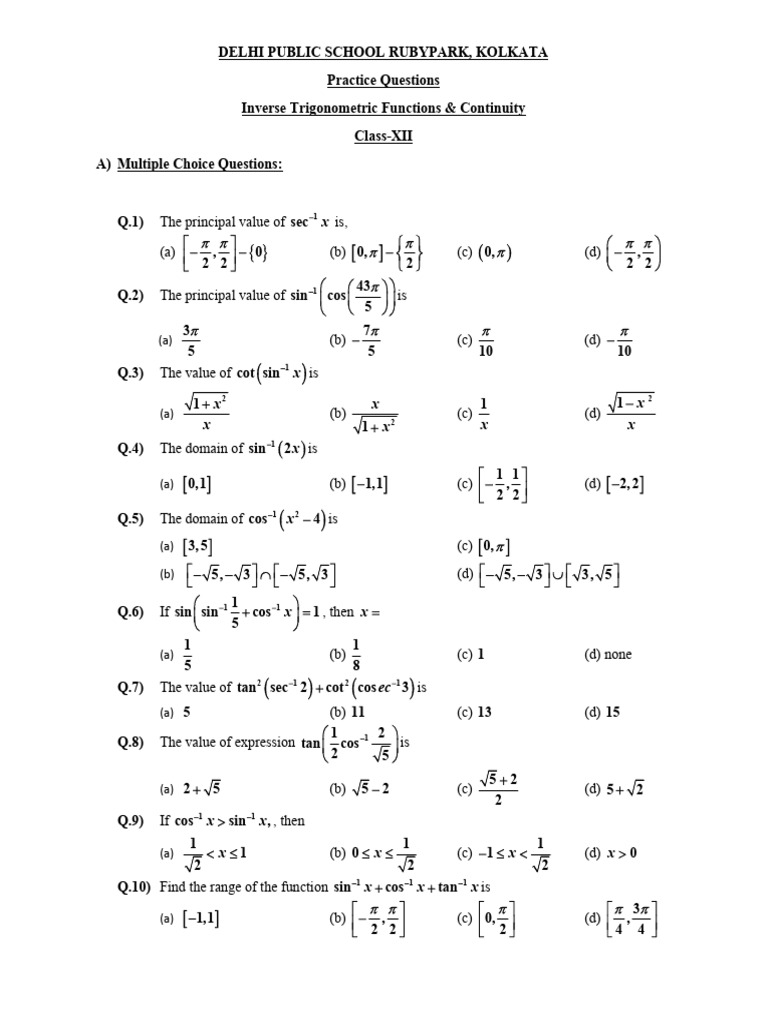 Assignment - ITF & CONTINUITY | PDF | Function (Mathematics) | Trigonometric Functions