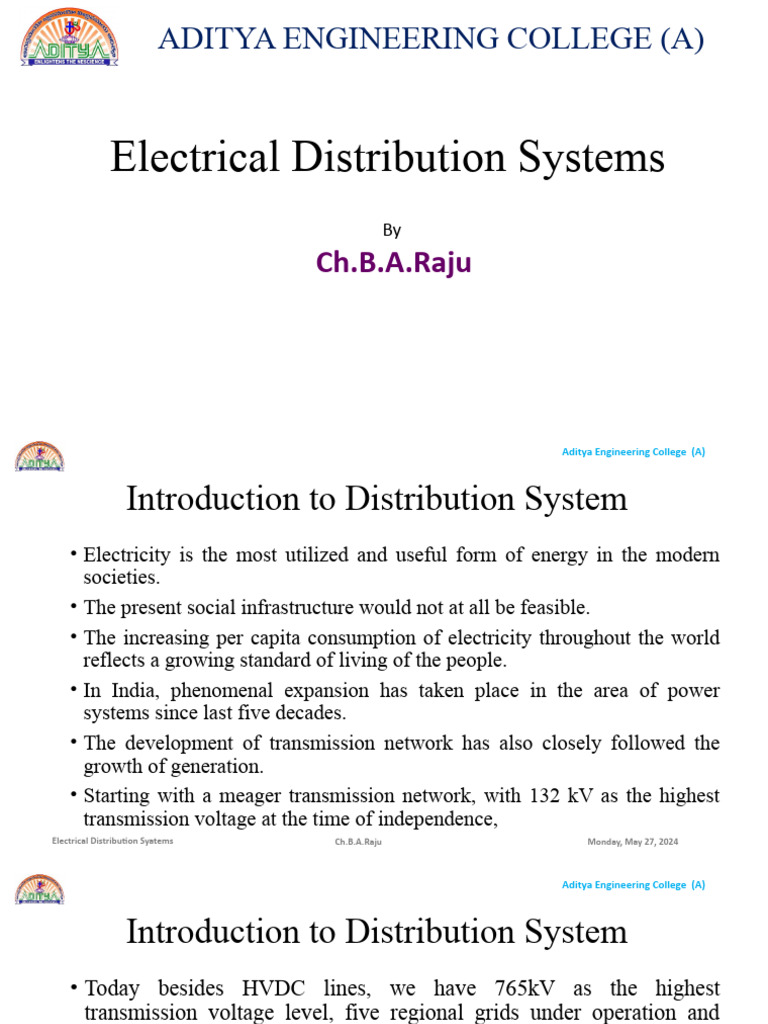 1.Electrical Distribution Systems Unit I | Download Free PDF | Electric ...
