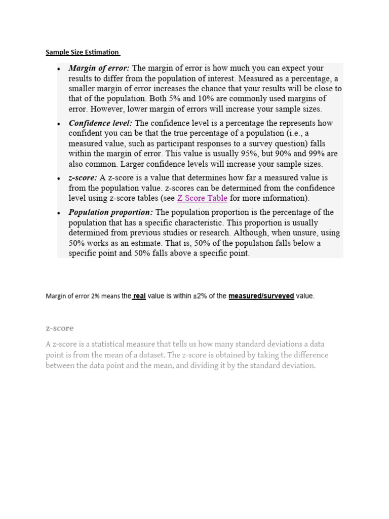 Sample Sizes Calculation | Download Free PDF | Standard Score | Sample ...