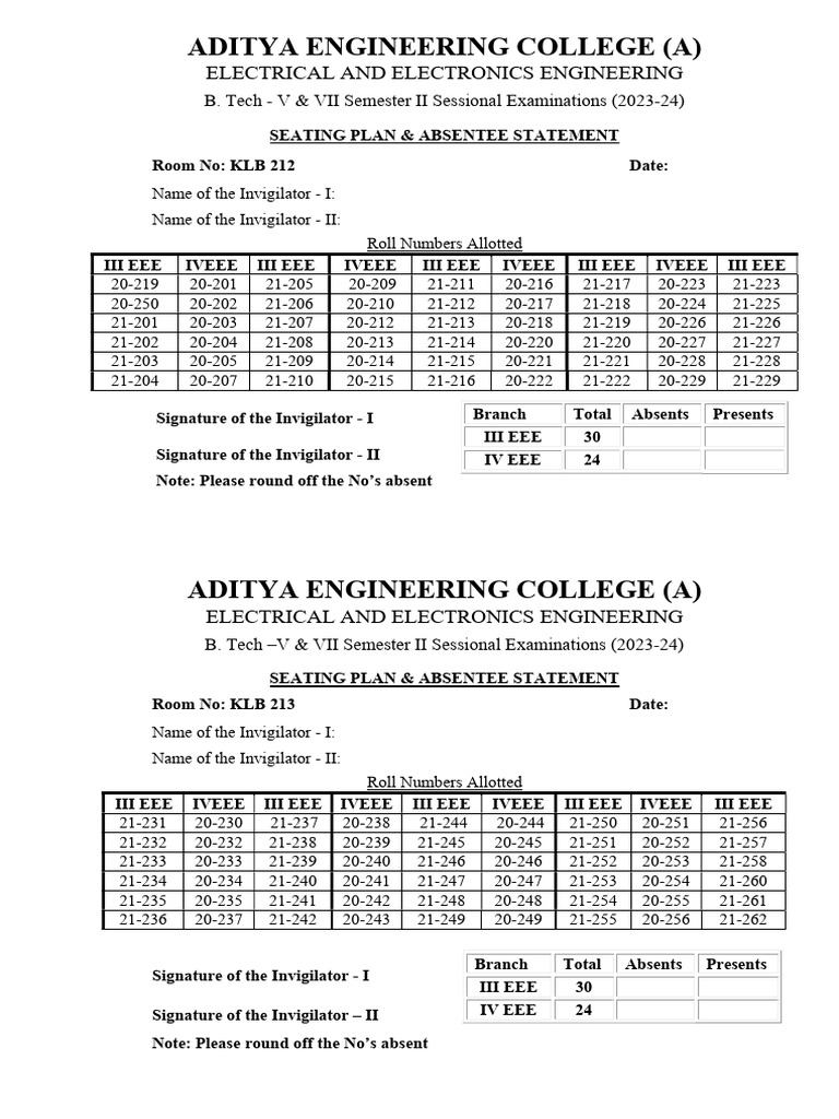 1 Seat Plan - S2 | PDF | Electrical Engineering | Computing