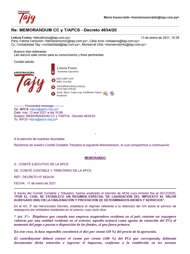 Régimen IVA en Reaseguros Exteriores | PDF | Contabilidad | Impuestos