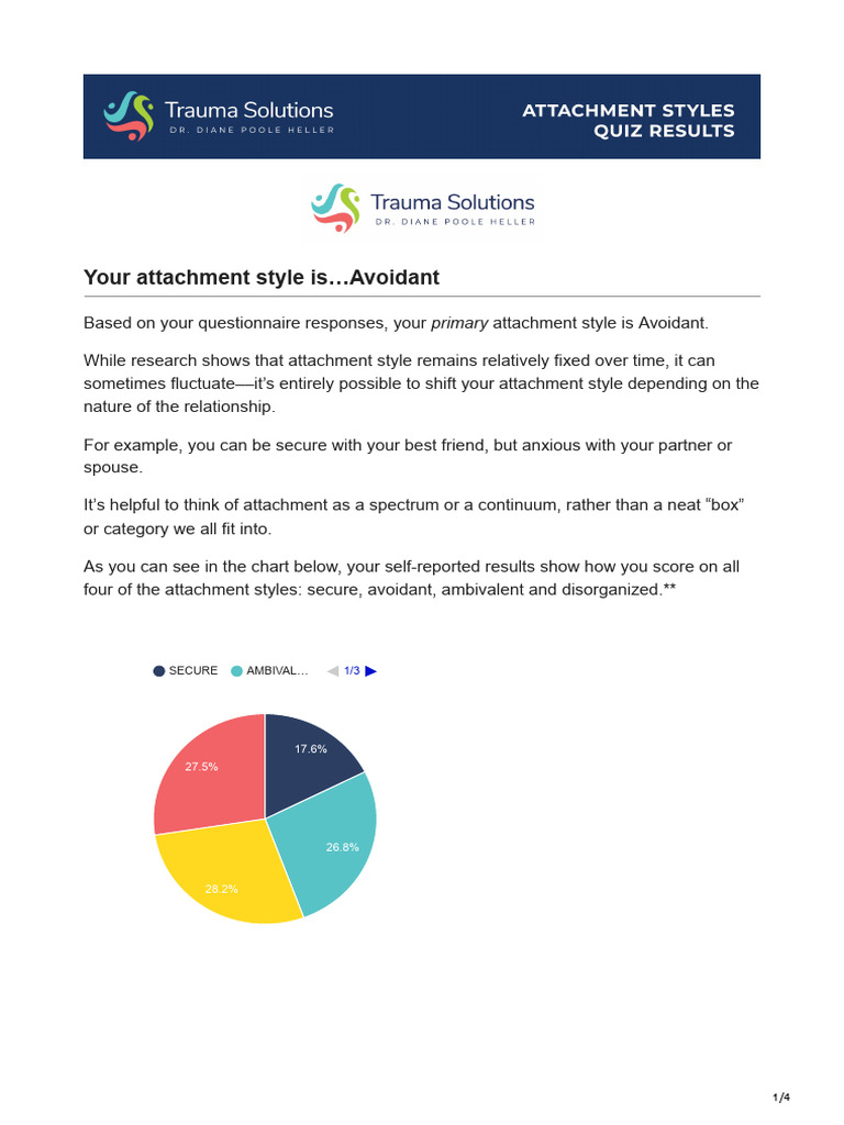 Your Attachment Style Type Quiz Results | PDF | Attachment Theory ...