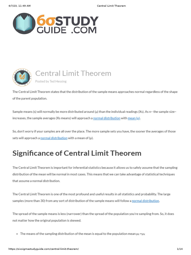 Central Limit Theorem | Download Free PDF | Mode (Statistics) | Normal Distribution