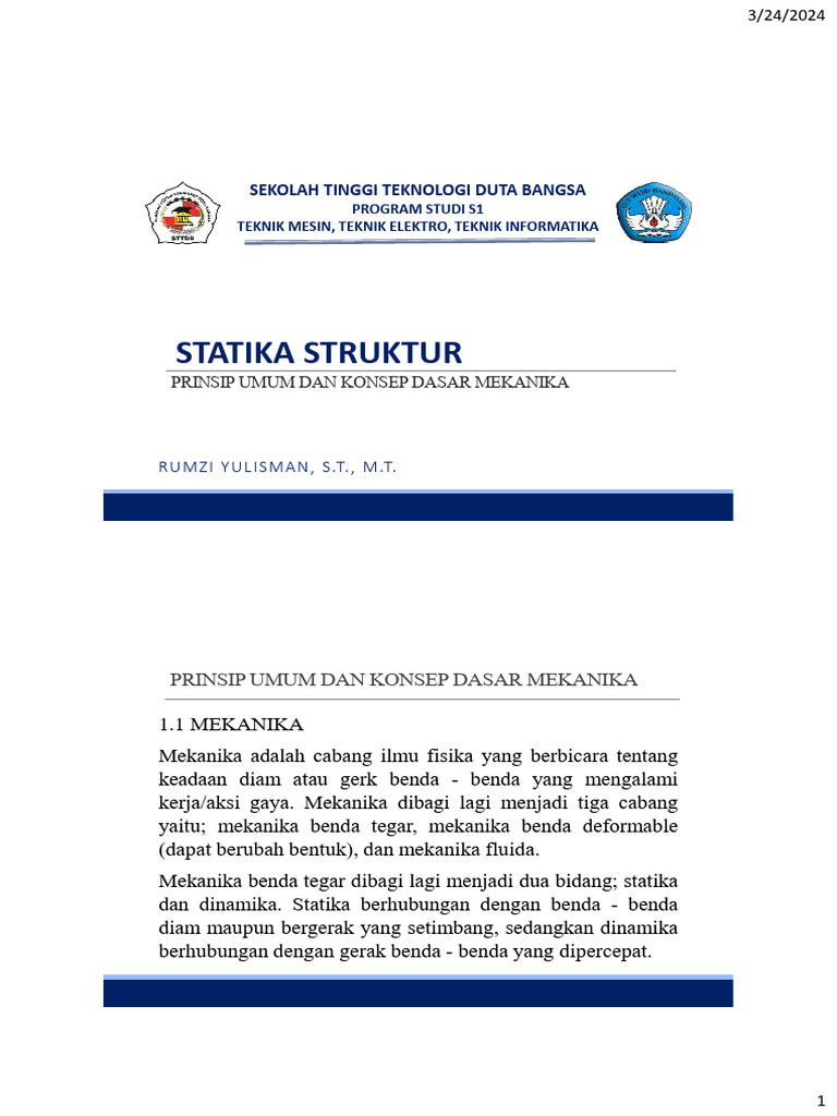 1 Statika Struktur-1 | PDF