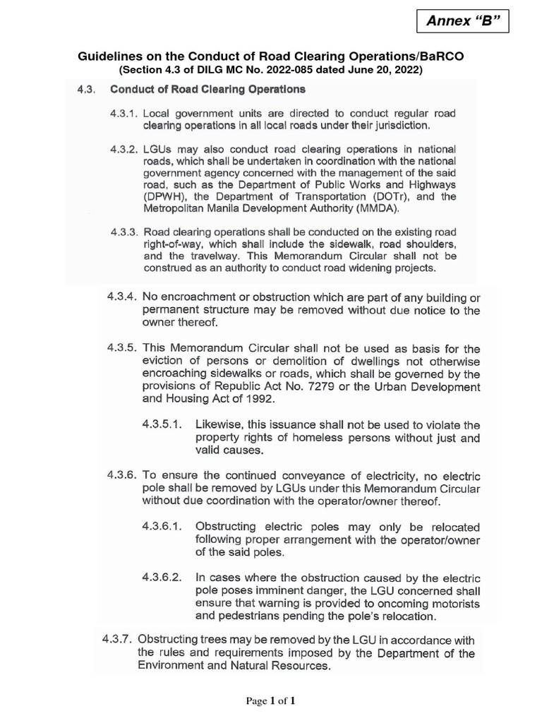 Annex B-Guidelines For Road Clearing Operations-BaRCO - March 08 | PDF ...