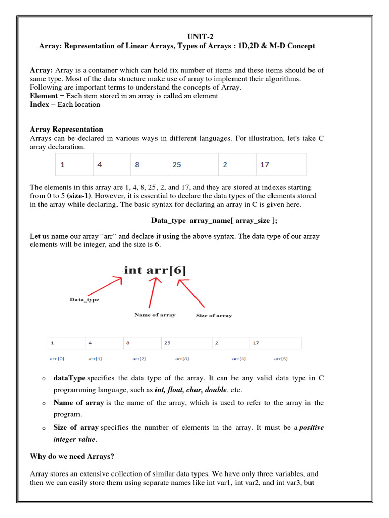 Unit-2 Array | Download Free PDF | Data Type | Computer Programming