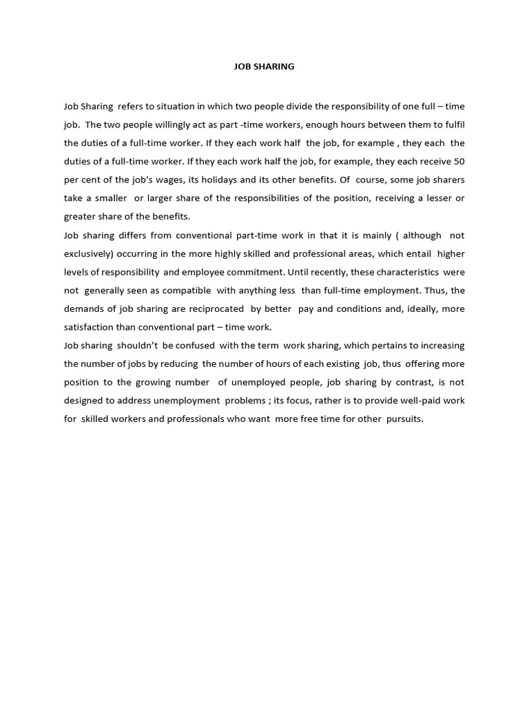 Understanding Job Sharing Benefits | PDF