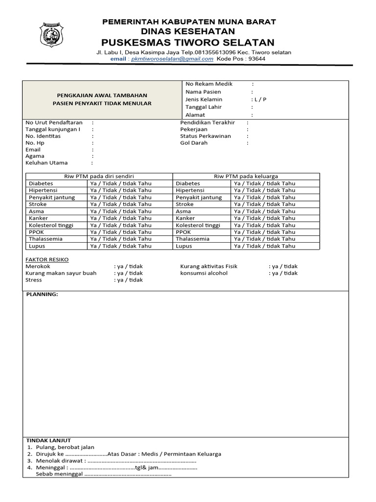 Form Skrining PTM | PDF