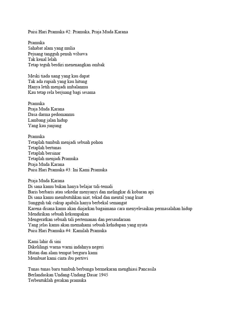 Contoh Puisi Hari Pramuka | PDF