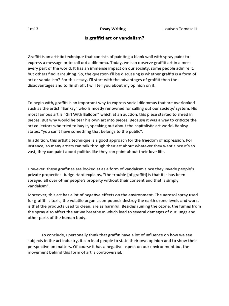 Graffiti: Art or Vandalism Debate | PDF