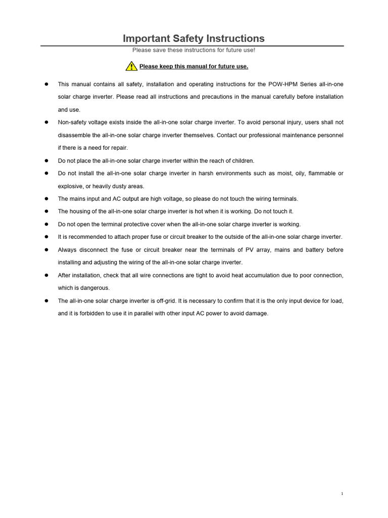 POW-HPM Series Inverter Manual | PDF | Power Inverter | Power Supply