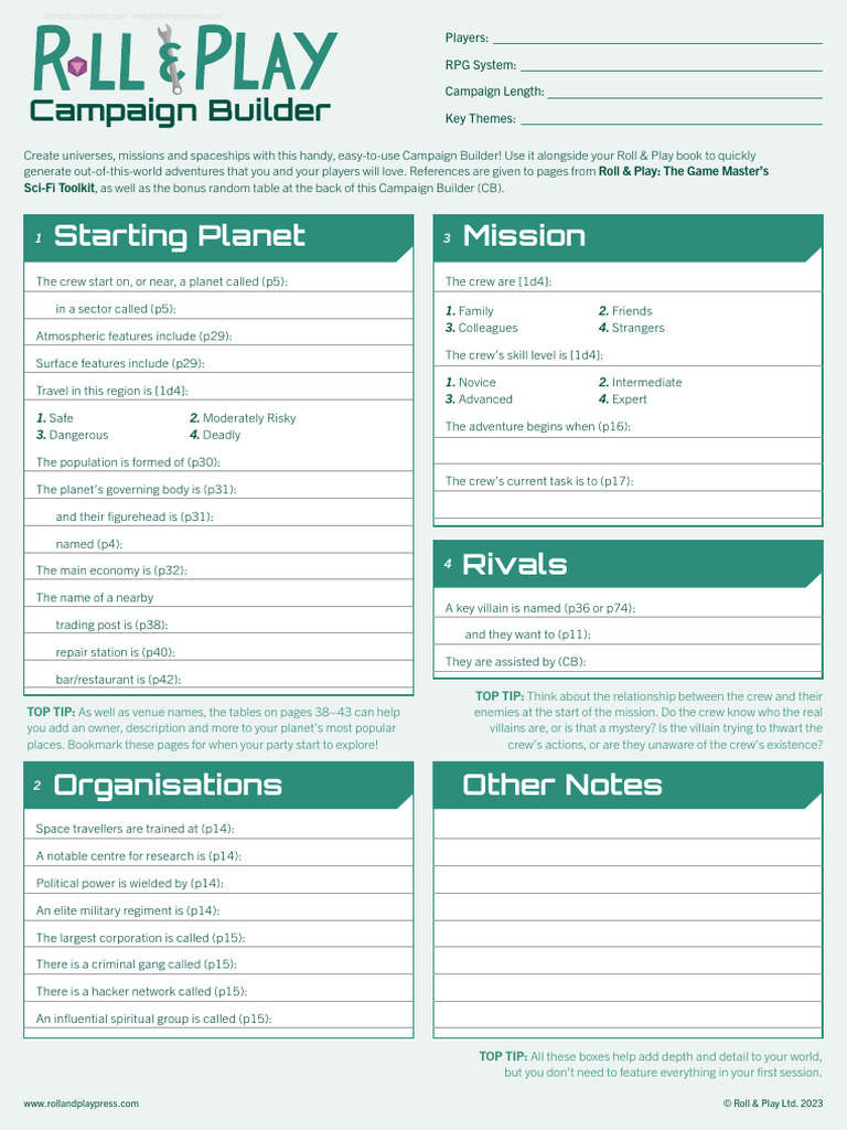 RollPlay SciFi CampaignBuilder | PDF | Ships