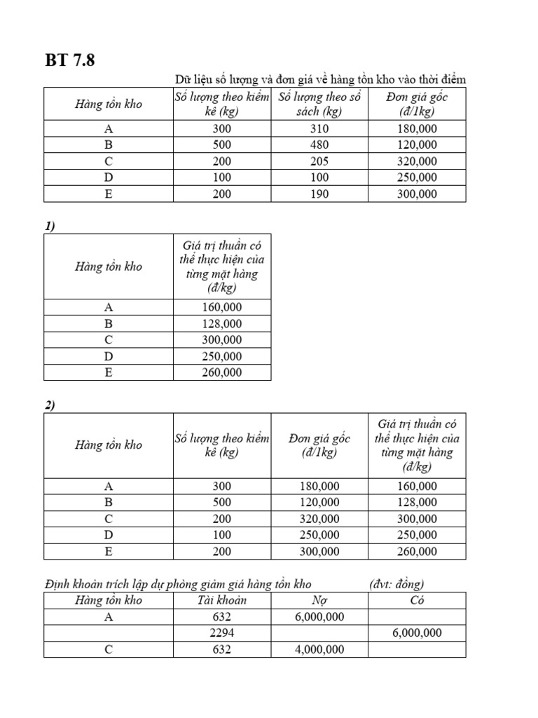 BT Chương 7 Kttc1 | PDF
