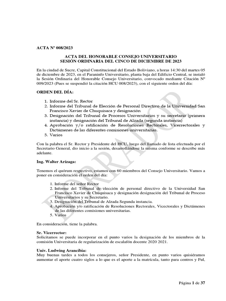 Acta 8-2023 | PDF | Presupuesto | Salario