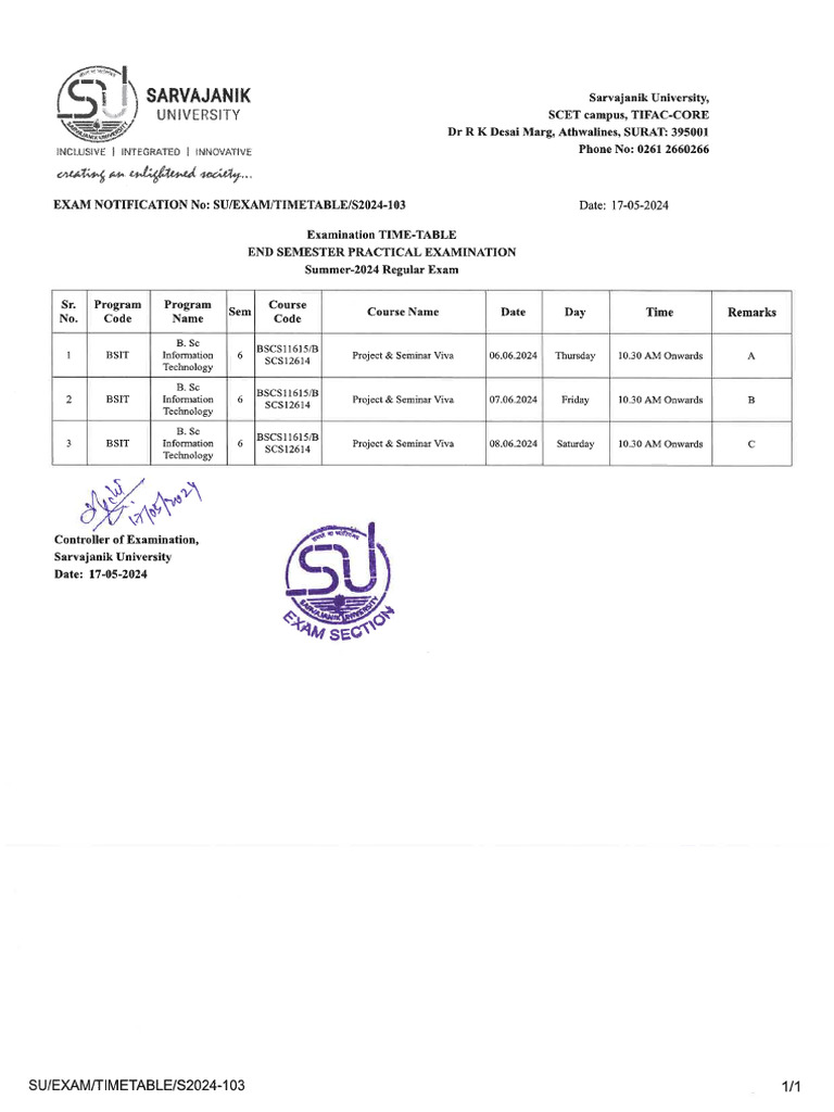 SRKI BSC IT Sem 6 Time Table Notification Regular Exam (Practical ... SRKI BSC IT Sem 6 Time Table Notification Regular Exam (Practical ...