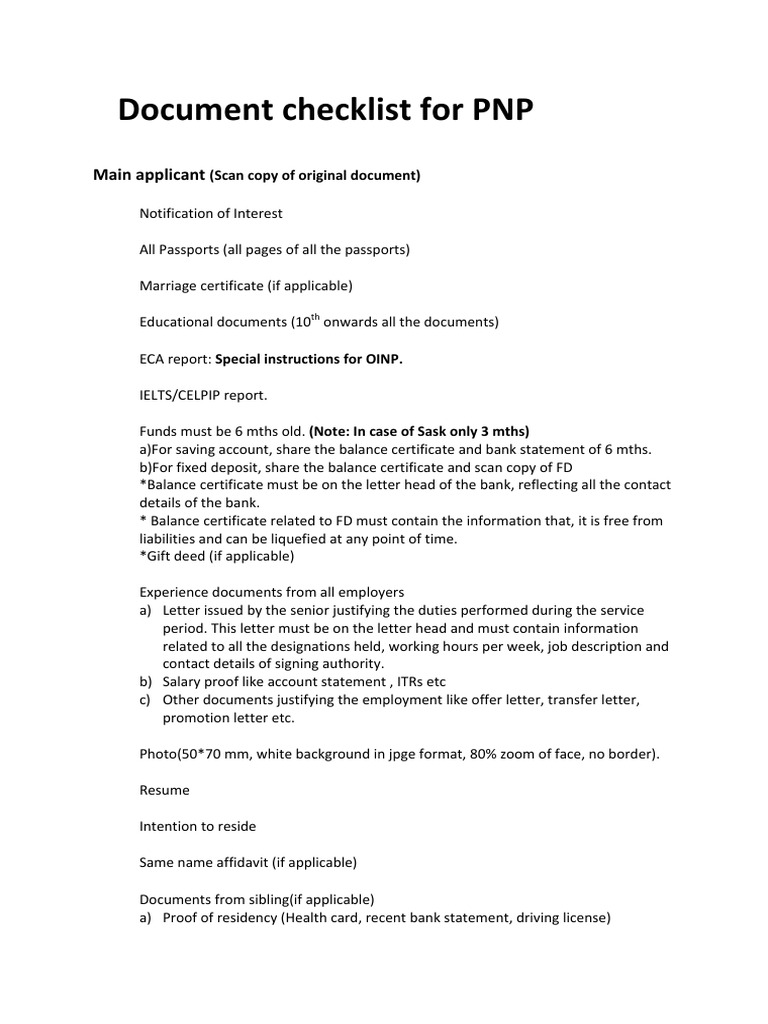 Document Checklist For PNP | PDF | Birth Certificate | Banks