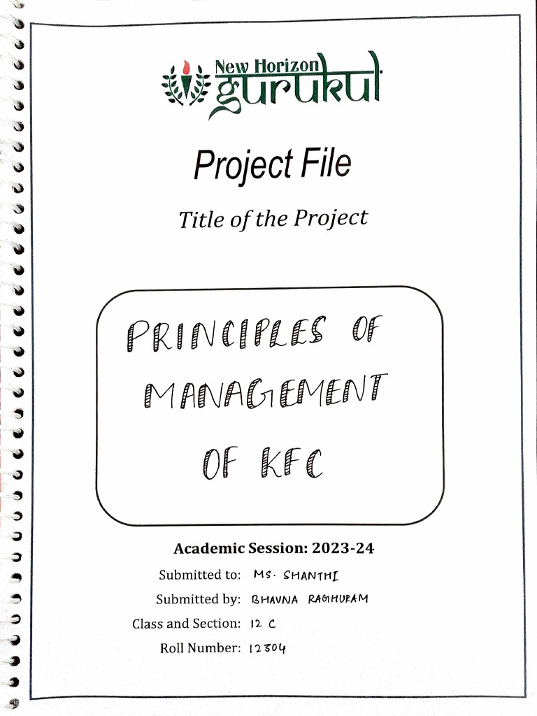 Business Project - Principles of Management of KFC | PDF