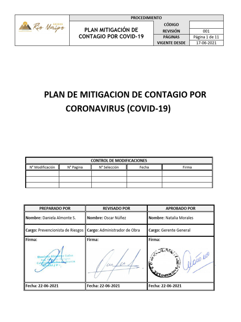 Plan de Mitigacion de Contagio Por Coronavirus (COVID-19) | PDF | Lavado de manos | Infección