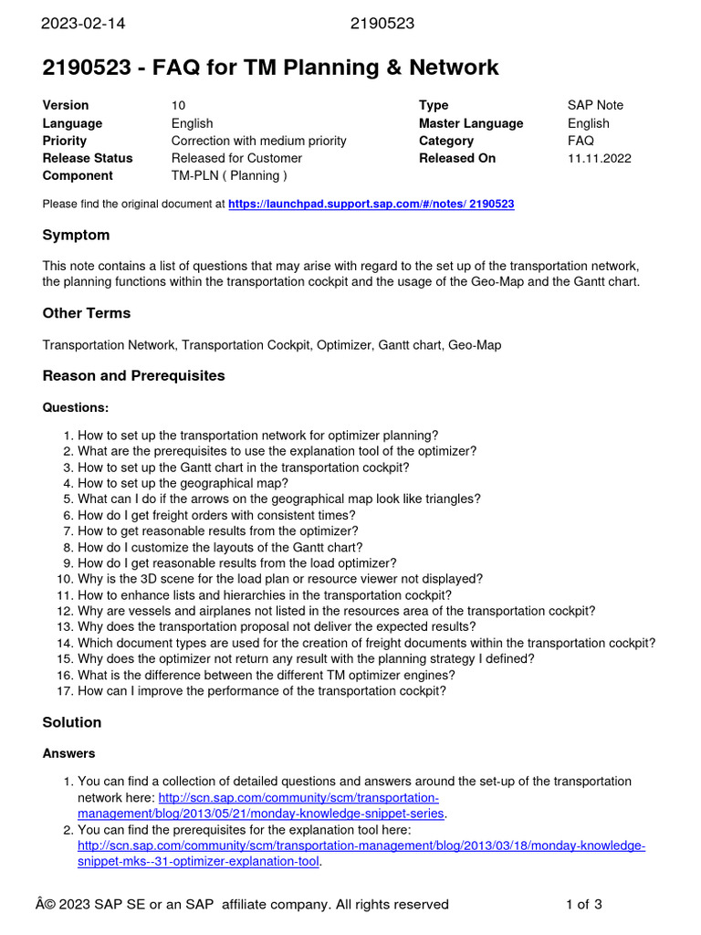 FAQ For TM Planning & Network | PDF | Transport | Computing