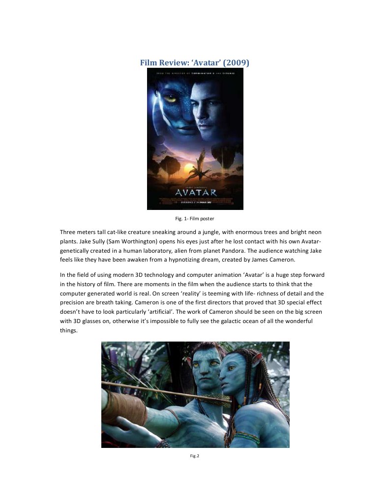 Avatar Film Review and Summary | PDF