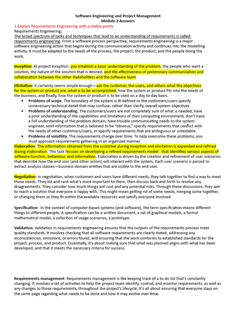 Software Engineering and Project Management Module 2 | Download Free ...