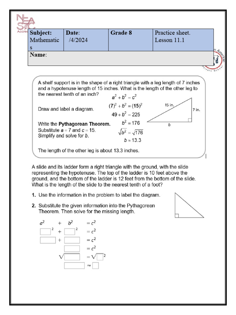 Grade 8 - Math - Week 30 - Lesson 11.1 | PDF