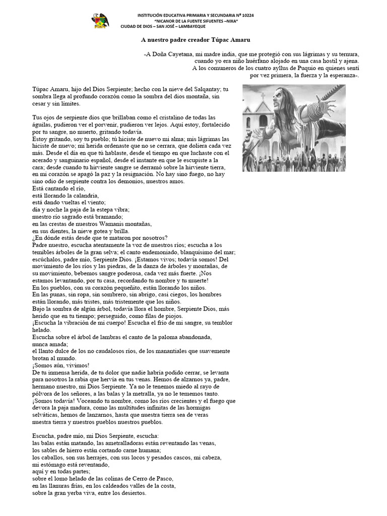 A nuestro padre creador Túpac Amaru | PDF