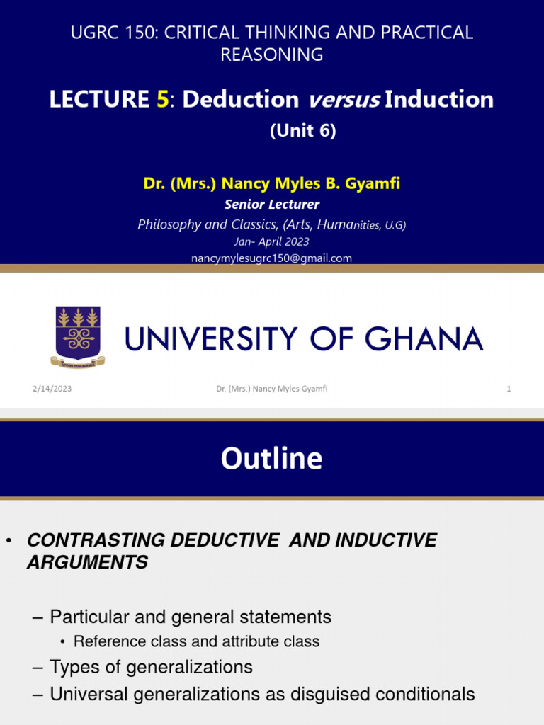 Lecture 5 - Unit 6 - , 2024, Ugrc150 | PDF | Deductive Reasoning | Argument