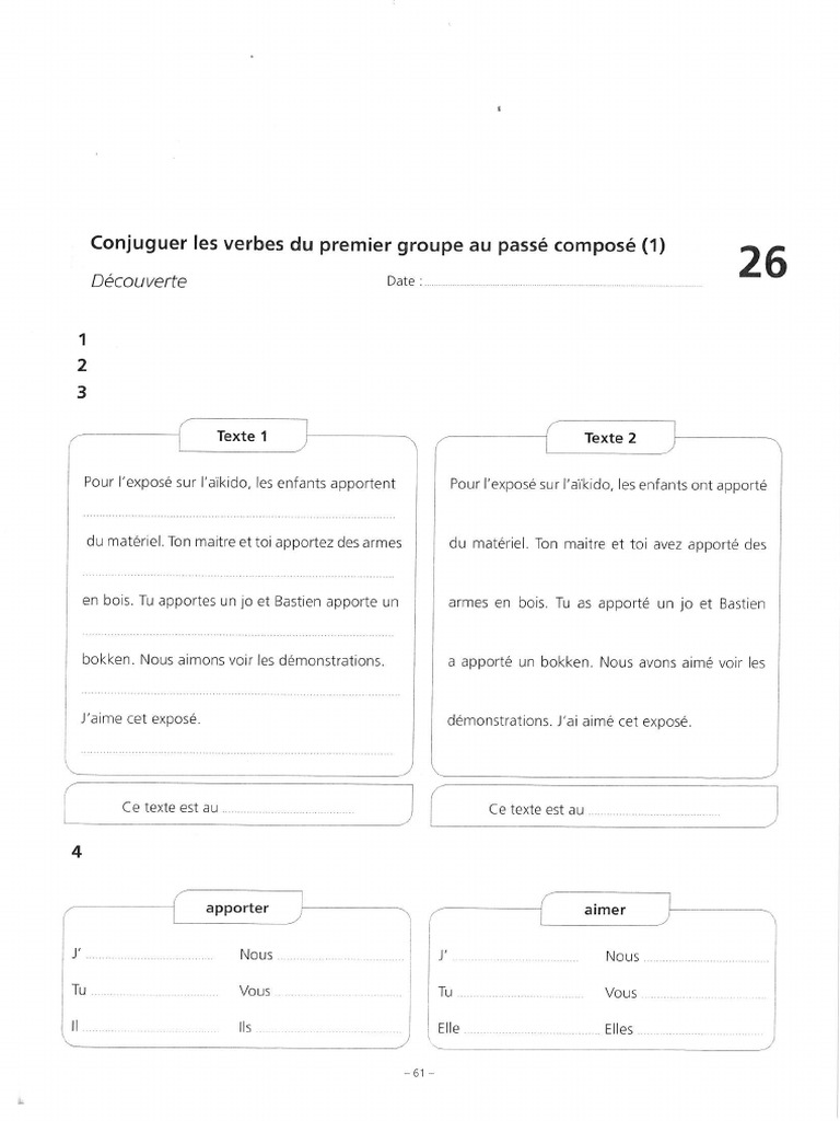 Conjuguer Les Verbes Du Premier Groupe Au Passé Composé | PDF