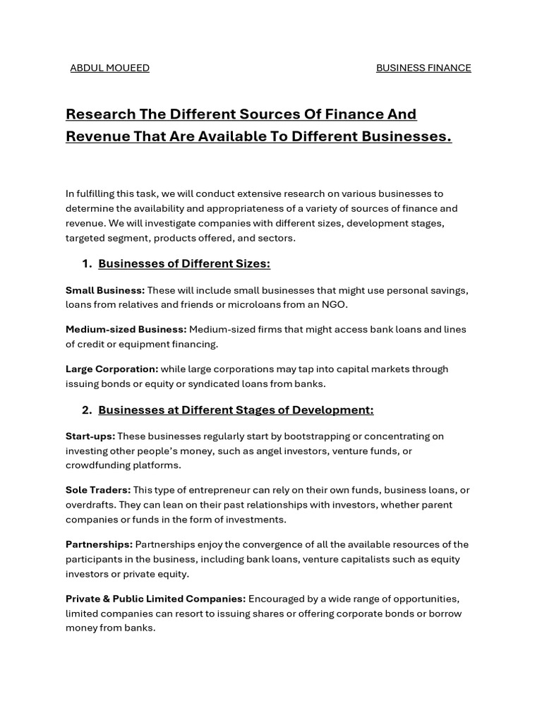 Task 1 Business Finance Moueed | PDF | Corporate Finance | Venture Capital