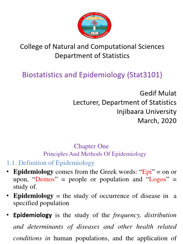 Biostatistics and Epidemiology (Stat3101) : College of Natural and ...
