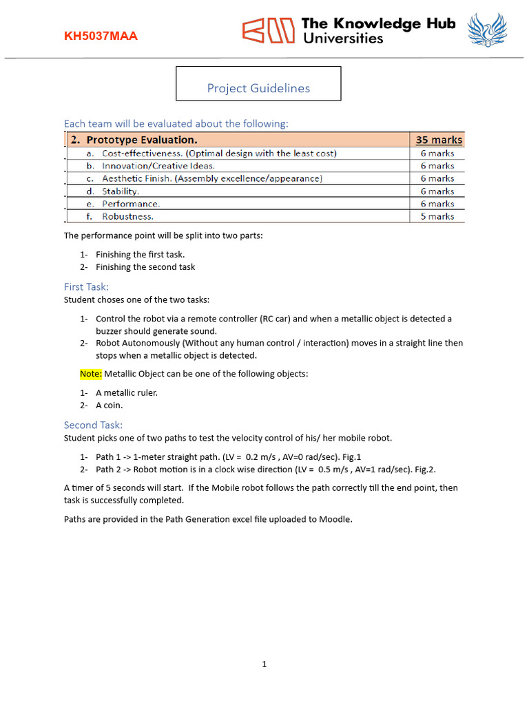 Project Guidlines Control | PDF | Robot | Robotics