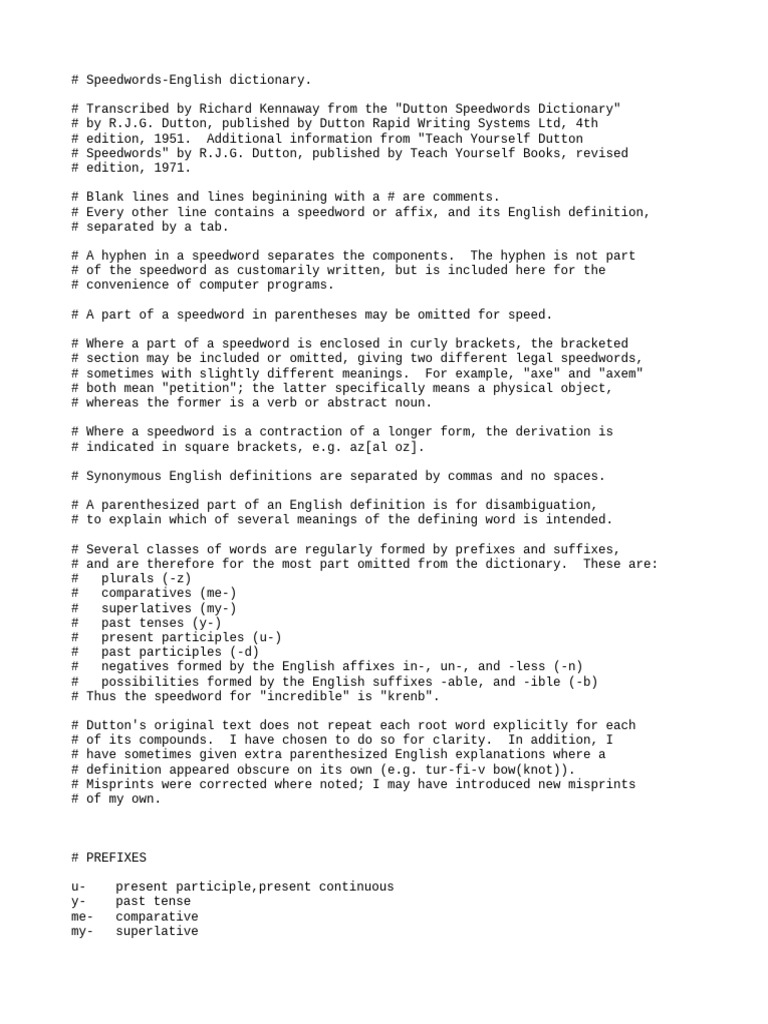 Speedwords Dict | PDF