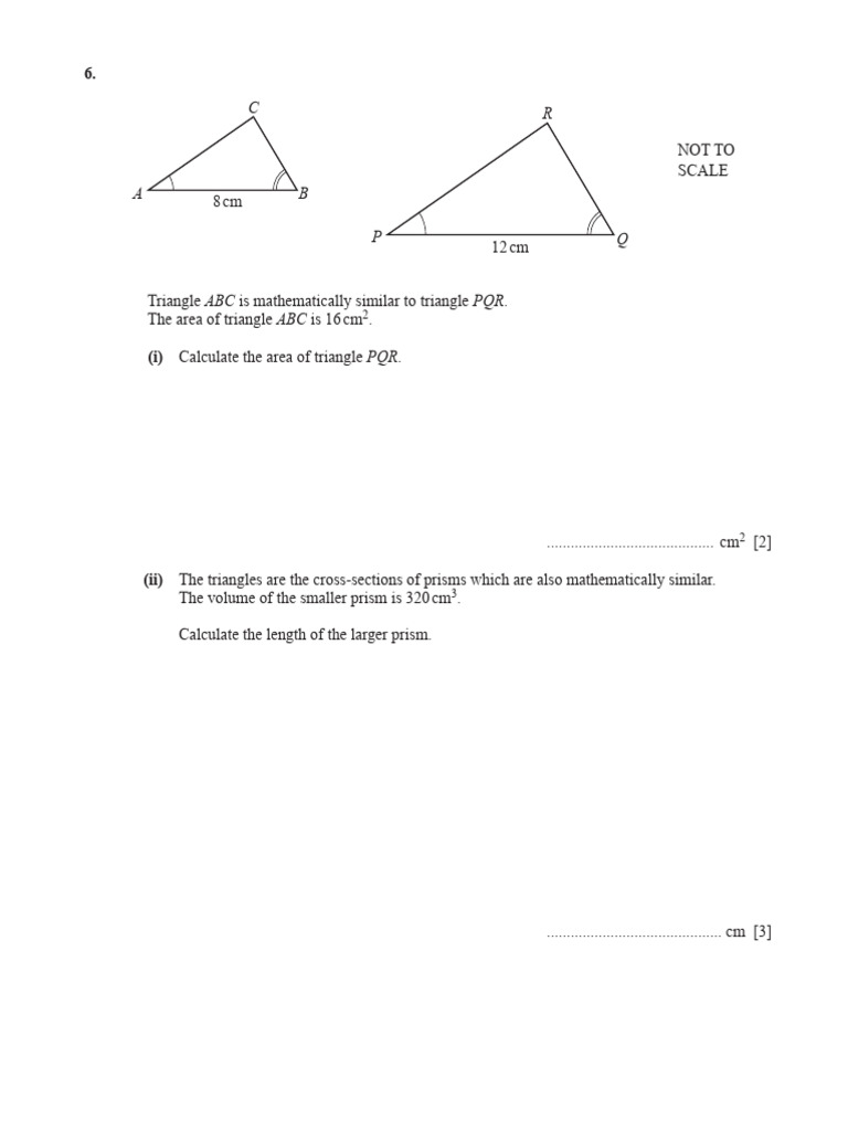 Similarity and Congruence Geometry Test | PDF | Area | Triangle