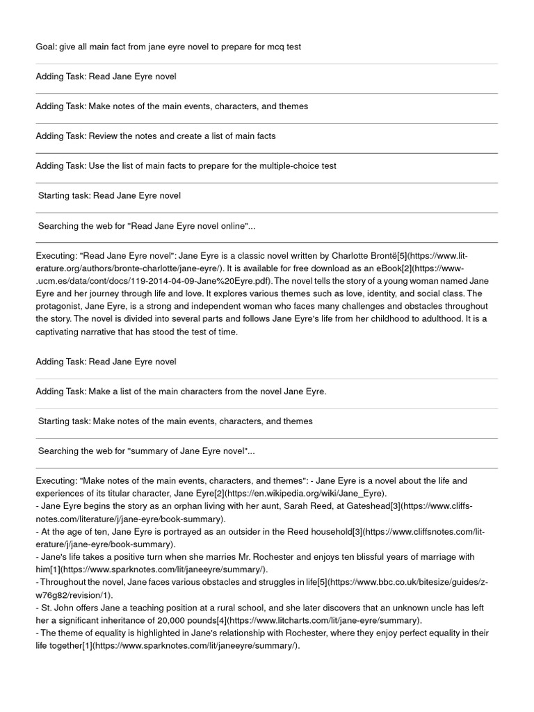 All Main Fact From Jane Eyre Novel To Prepare For MCQ Test | PDF | Jane ...