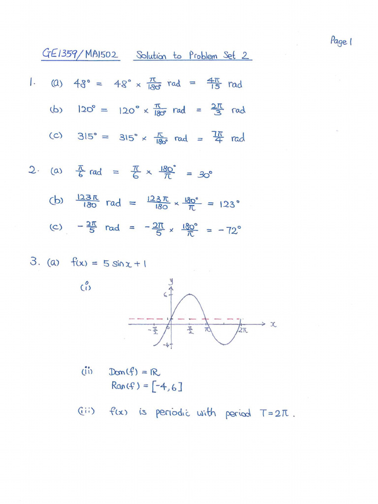 GE1359 Problem Set 2 - Sol | PDF