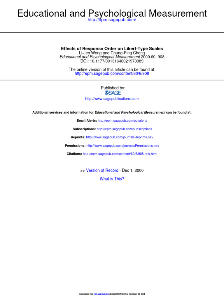 Weng & Cheng. Effects of Response | PDF | Likert Scale | Statistical ...