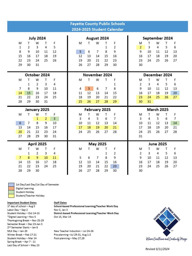 Fayette County 2024-2025 Calendar | PDF