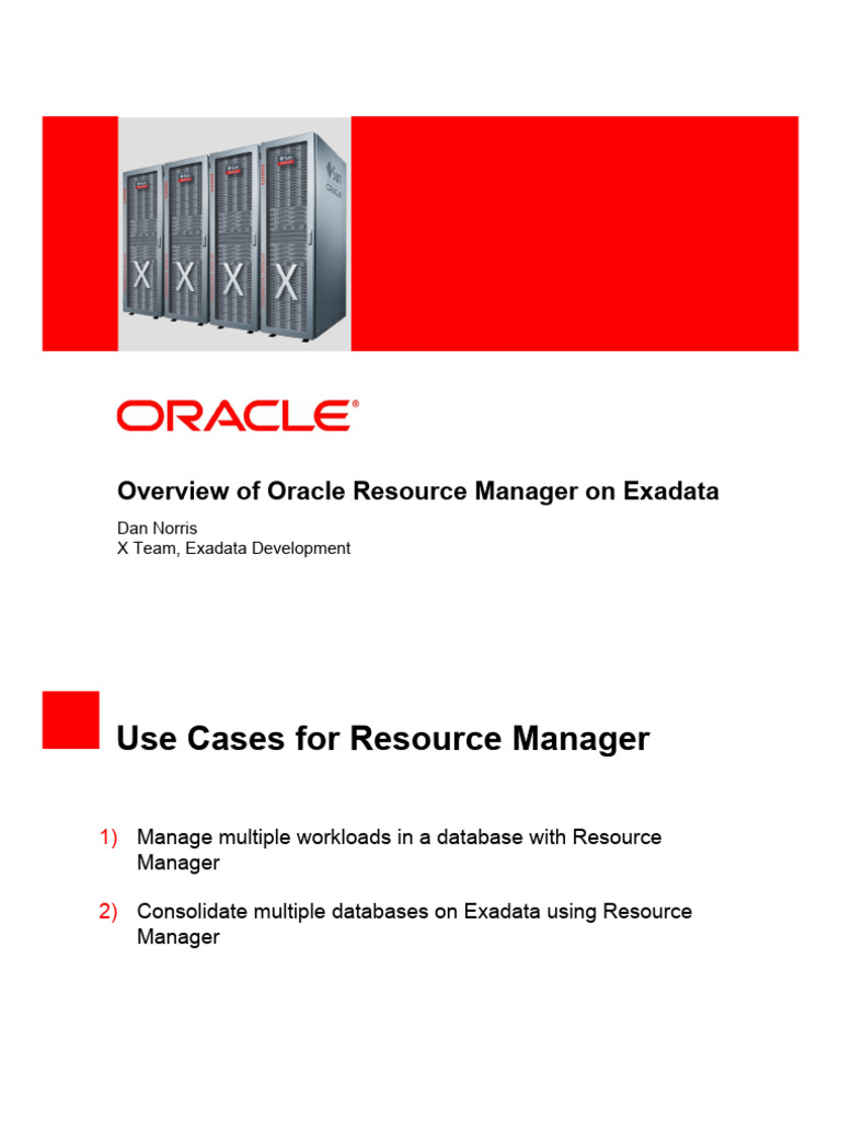 Resource MGR On Exadata 201104 | PDF | Databases | Scheduling (Computing) Resource MGR On Exadata 201104 | PDF | Databases | Scheduling (Computing)