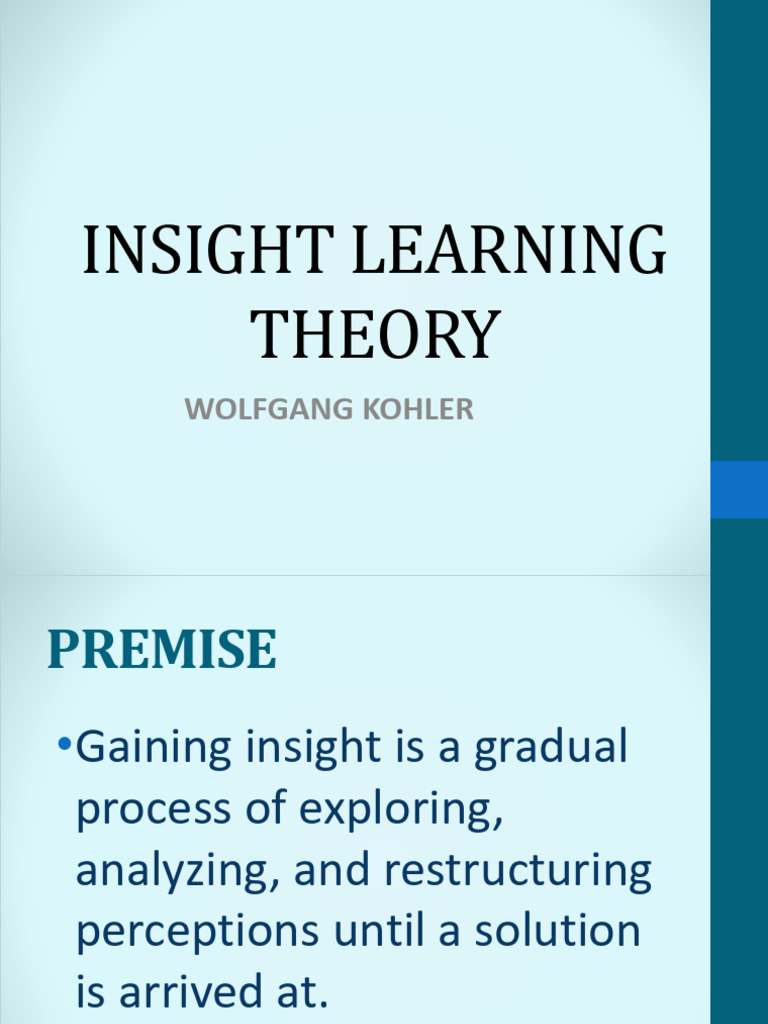Theories of Learning - Insight Learning Theory - Wolfgang | PDF ...