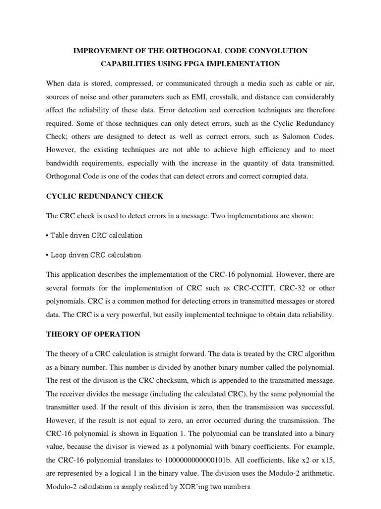 Improvement of The Orthogonal Code Convolution Capabilities Using Fpga Implementation | PDF ...