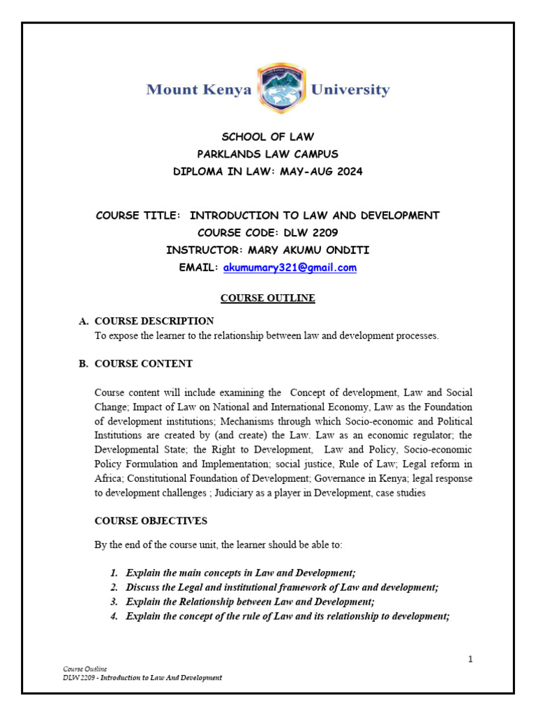 Course Outline Introduction To Law and Development - SEP | Download ...
