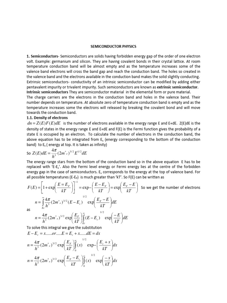 Semiconductor Physics | Download Free PDF | P–N Junction | Bipolar Junction Transistor
